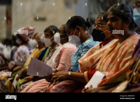 Faithful Wait For The Arrival Of Pope Francis To Celebrate A Mass For