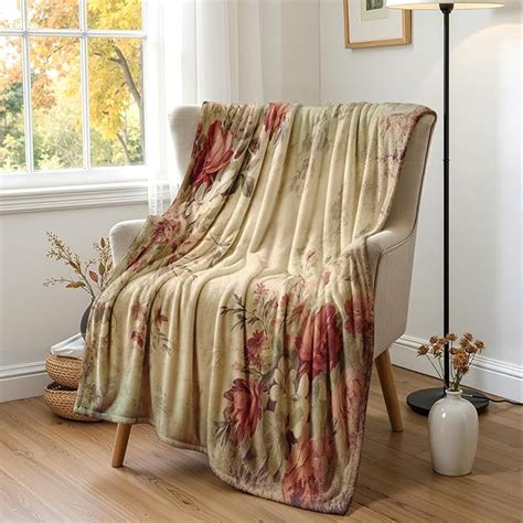 Rustic Artistic Floral Blanket Shabby Chic Flower Fleece