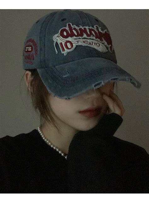 美式复古做旧棒球帽女大头围水洗破洞牛仔宽帽檐鸭舌帽显脸小帽子 阿里巴巴