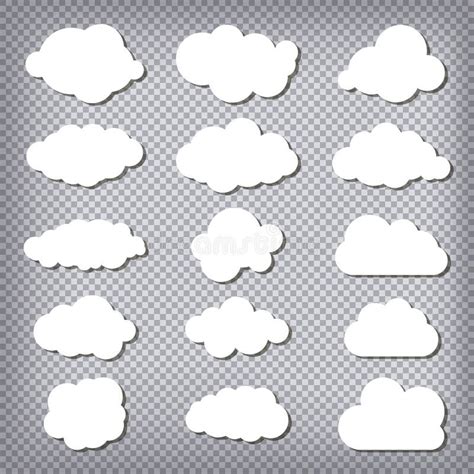 Vector Illustration Of Clouds Set On Chequered Background Stock Vector Illustration Of