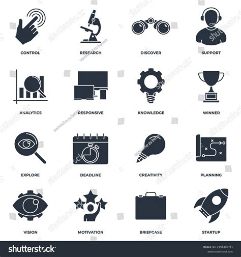 Set Startup Project Icon Logo Vector Stock Vector Royalty Free