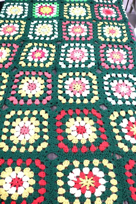 Sold At Auction Vintage Granny Square Hand Crochet Quilt
