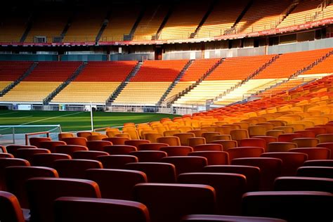 An Empty Soccer Stadium At Sunset Background 3d Rendering Empty