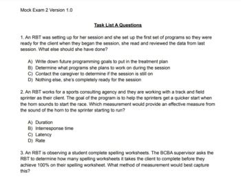 RBT Mock Exam Questions Total Questions Per Exam Nd