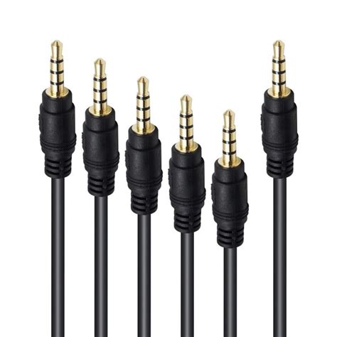 For Headphone Mic Splitters Cable 3 5mm 4 Pole Male To 5 Male Jack Headset Splitter Adapter