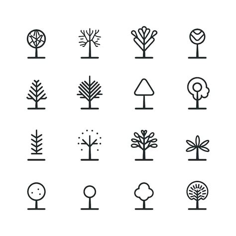 Premium Vector Tree Or Plant Icons Collection Of Tree Icon Design Elements Tree Vector Line