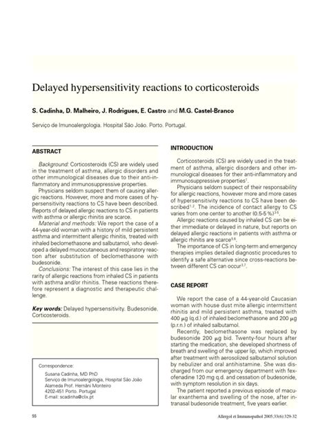 Delayed Hypersensitivity Reactions To Corticosteroids Pdf Allergy