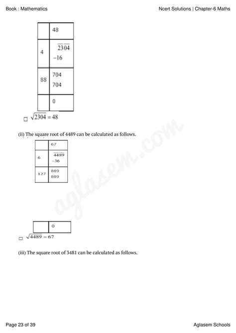 NCERT Solutions Class Maths Chapter Squares And Square Roots