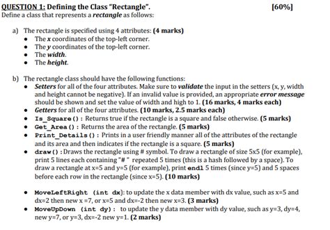 Solved Question 1 Defining The Class “rectangle 60