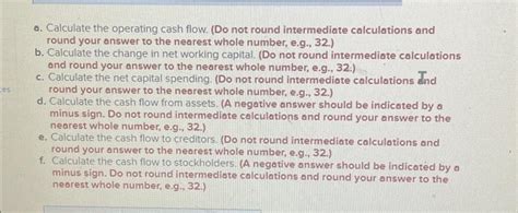 Solved O Calculate The Operating Cash Flow Do Not Round Chegg