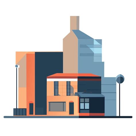 Pequenos Edifícios Simples Ilustração Vetorial De Bauhaus Vetor Premium Gerado Com Ia
