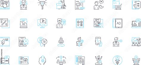 Publicity And Exposure Linear Icons Set Visibility Outreach