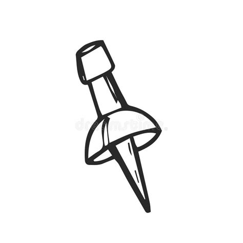 Vector Isolated Doodle Pushpin Symbol Simple Doodle Sketch Stock Vector Illustration Of