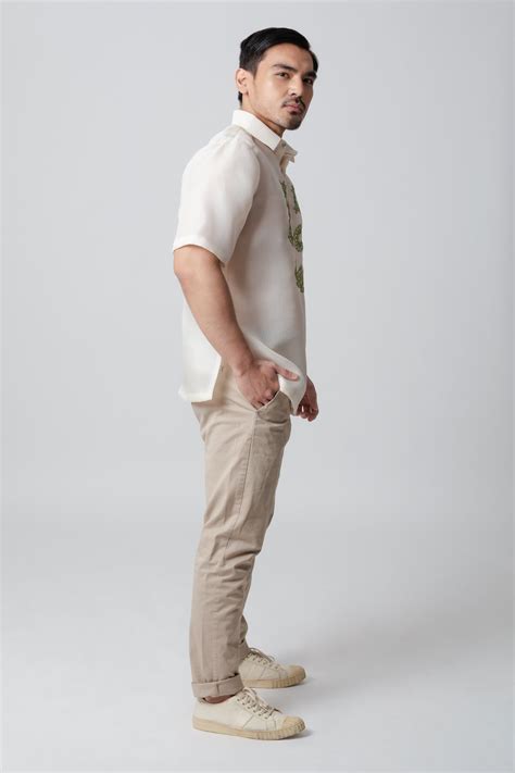 Isko Mens Barong Tagalog Beige Modern Filipino By The Mestizo La