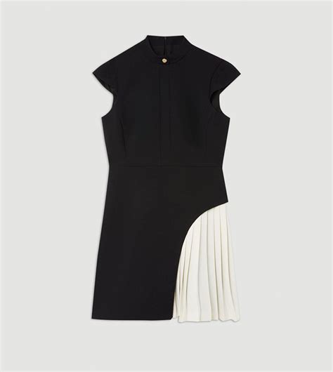 Buy Karen Millen Tailored Crepe High Neck Side Pleat Detail Mini Dress