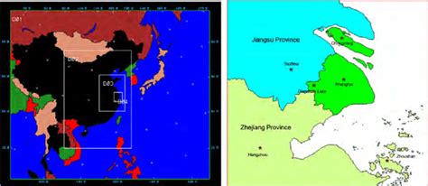 One Way Nested Model Domain Left And The Inner Yrd Model Domain Right Download Scientific