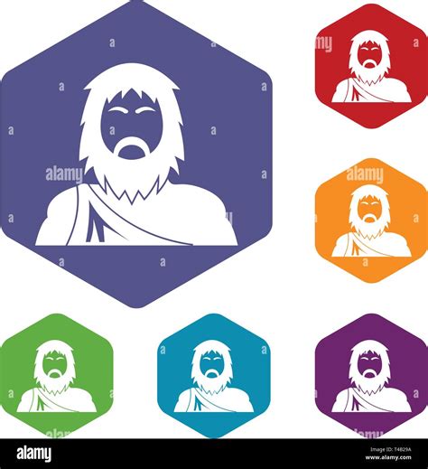 Neanderthal Icons Vector Hexahedron Stock Vector Image And Art Alamy