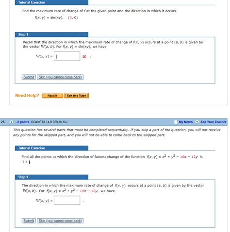 Solved Tutorial Exercise Find The Maximum Rate Of Change Of Chegg Com