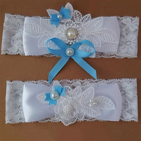 Bridal Garter Set White And Blue Shop Fashion Clothing Beauty