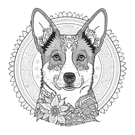 Página Para Colorir Para Ilustração De Cachorro Mandala De Adultos