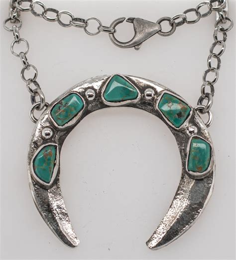 Silver 5 Stone Turquoise Naja Necklace Zuni Jude Candelana