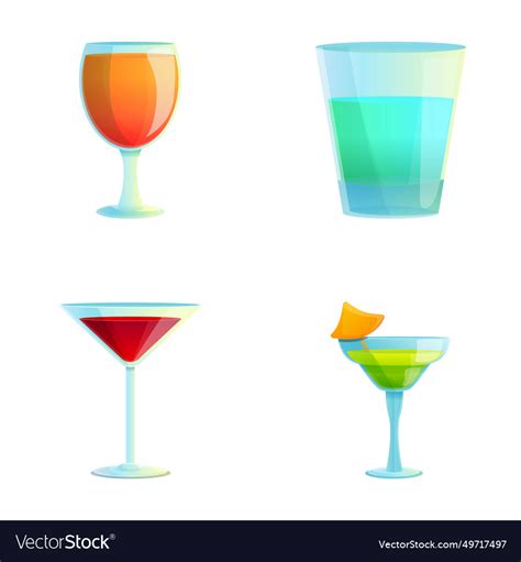 Cocktail Icons Set Cartoon Various Royalty Free Vector Image