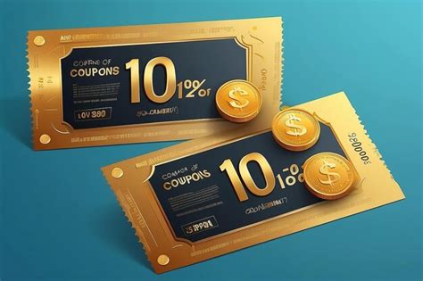 3d Couple Of Coupons With Promotional Code Percentage With Golden Coins Premium Ai Generated Image