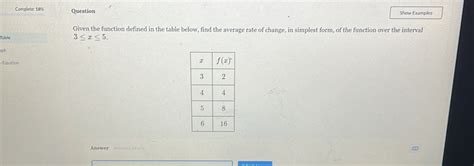 Solved Complete Question Show Examples Given The Function Defined In The Table Below Find