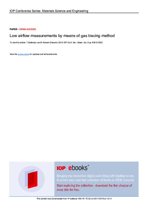 Pdf Low Airflow Measurements By Means Of Gas Tracing Method