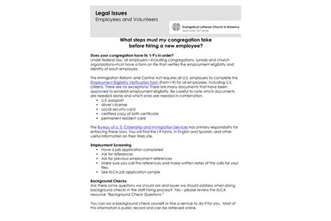 Information On Hiring Employees ELCA Resources