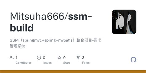 GitHub Mitsuha666 ssm build SSMspringmvc spring mybatis整合项目 图书管理系统