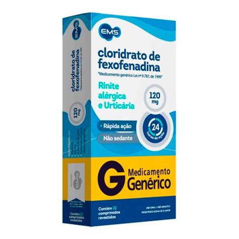 Cloridrato De Fexofenadina 120mg Com 10 Comprimidos Melhor Preço Ems