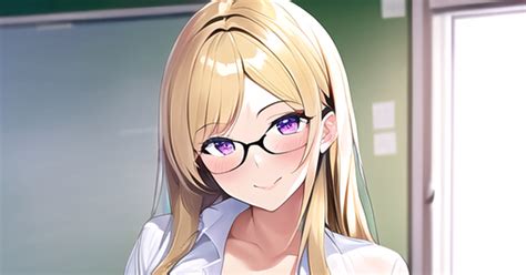 Novelai タイトスカート☓メガネ☓金髪爆乳美人教師 ユーキヒロ自己紹介読んでのイラスト Pixiv