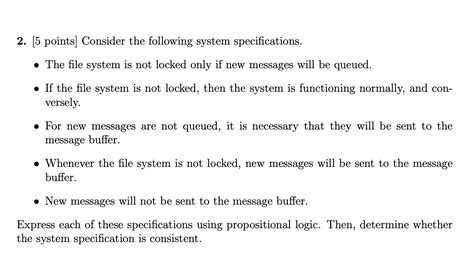 2 5 Points Consider The Following System