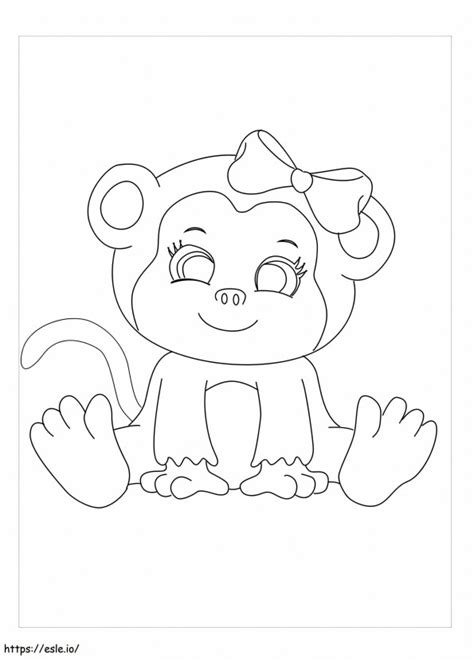 幸せな赤ちゃん猿 ぬりえ 塗り絵