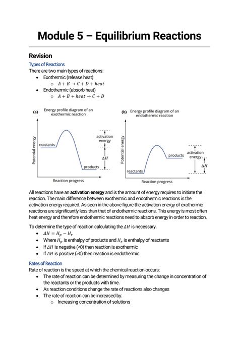 Hsc Chem Module 5 Equilibrium Notes Warning Tt Undefined Function 32 Warning Tt
