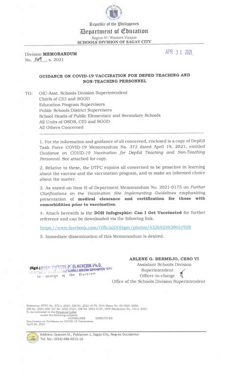 Division Memo 169 S 2021 Deped Tayo Sagay City