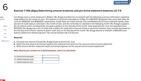 Solved Exercise 7 14a Algo Determining Amount To Borrow