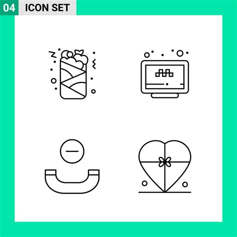 Pack Of 4 Line Style Icon Set Outline Symbols For Print Creative Signs Isolated On White