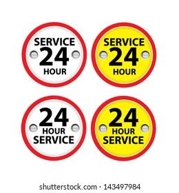 24 Hours Service Label Clock Design Stock Vector Royalty Free