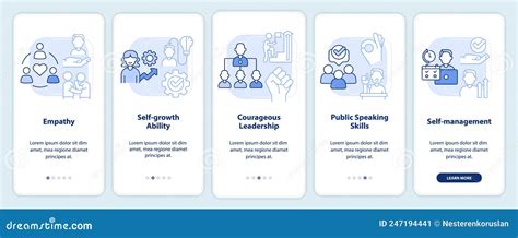 Trendy Soft Skills Light Blue Onboarding Mobile App Screen Stock Vector Illustration Of Soft