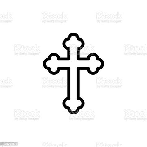 Christian Cross Icon Desain Template Vektor Datar Trendi Ilustrasi Stok