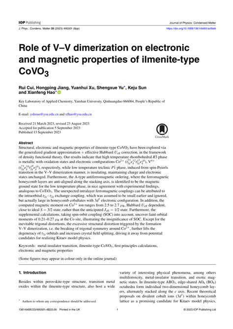 Role Of V V Dimerization On Electronic And Magnetic Properties Of