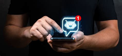 Chat With Ai Or Artificial Intelligence Technology Hand Of Businessman