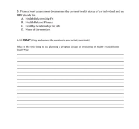 5 Fitness Level Assessment Determines The StudyX