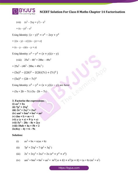 Ncert Solutions For Class 8 Maths Exercise 14 2 Chapter 14 Factorisation