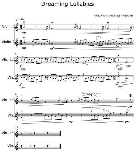 Dreaming Lullabies Sheet Music For Violin