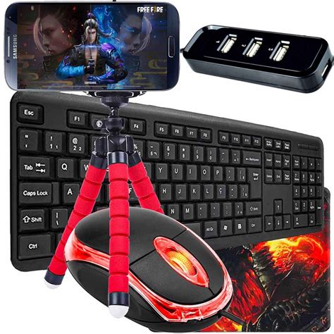 Mobilador Gamer Completo Mouse Optico Teclado Abnt2 Preto Pad Speed