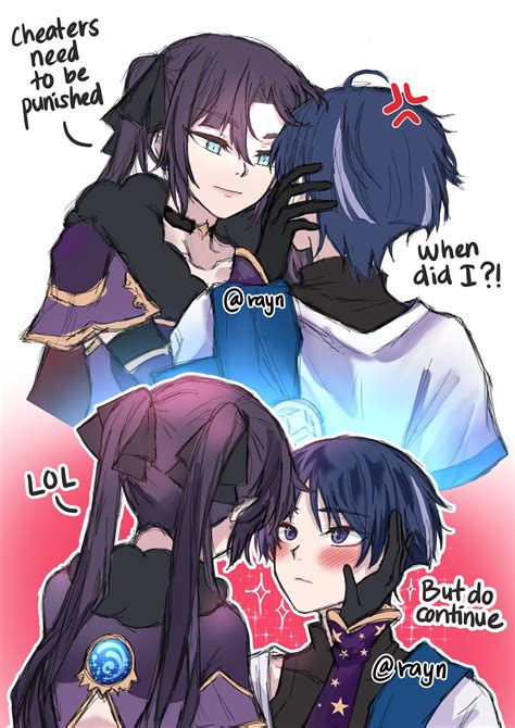 Scaramouche Mona And Wanderer Genshin Impact Drawn By Rayn Isalier