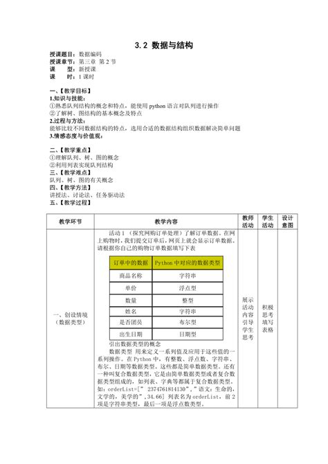 32 数据与结构 教案 2021 2022学年高中信息技术教科版（2020）必修121世纪教育网 二一教育